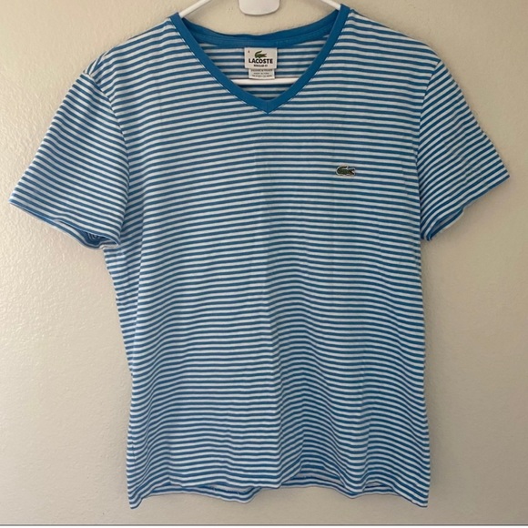 Lacoste | Tops | Lacoste Devanlay Tee Shirt Short Sleeve I Blue White ...